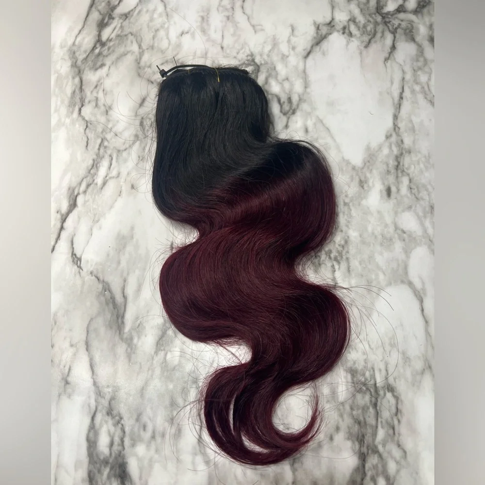 Hair | 14 Inch Ombre Body Wave Black Burgundy Clip In Hair Extensions ...